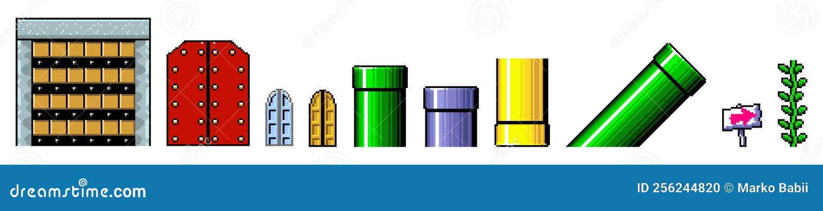 Super Mario World Game Elements in Pixel Style. Vector Stock ... Super Mario World Game Elements in Pixel Style. Vector Stock ...