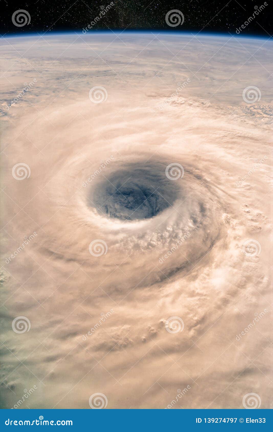 Super Massive Typhoon Eye from the Space. Stock Image - Image of ...