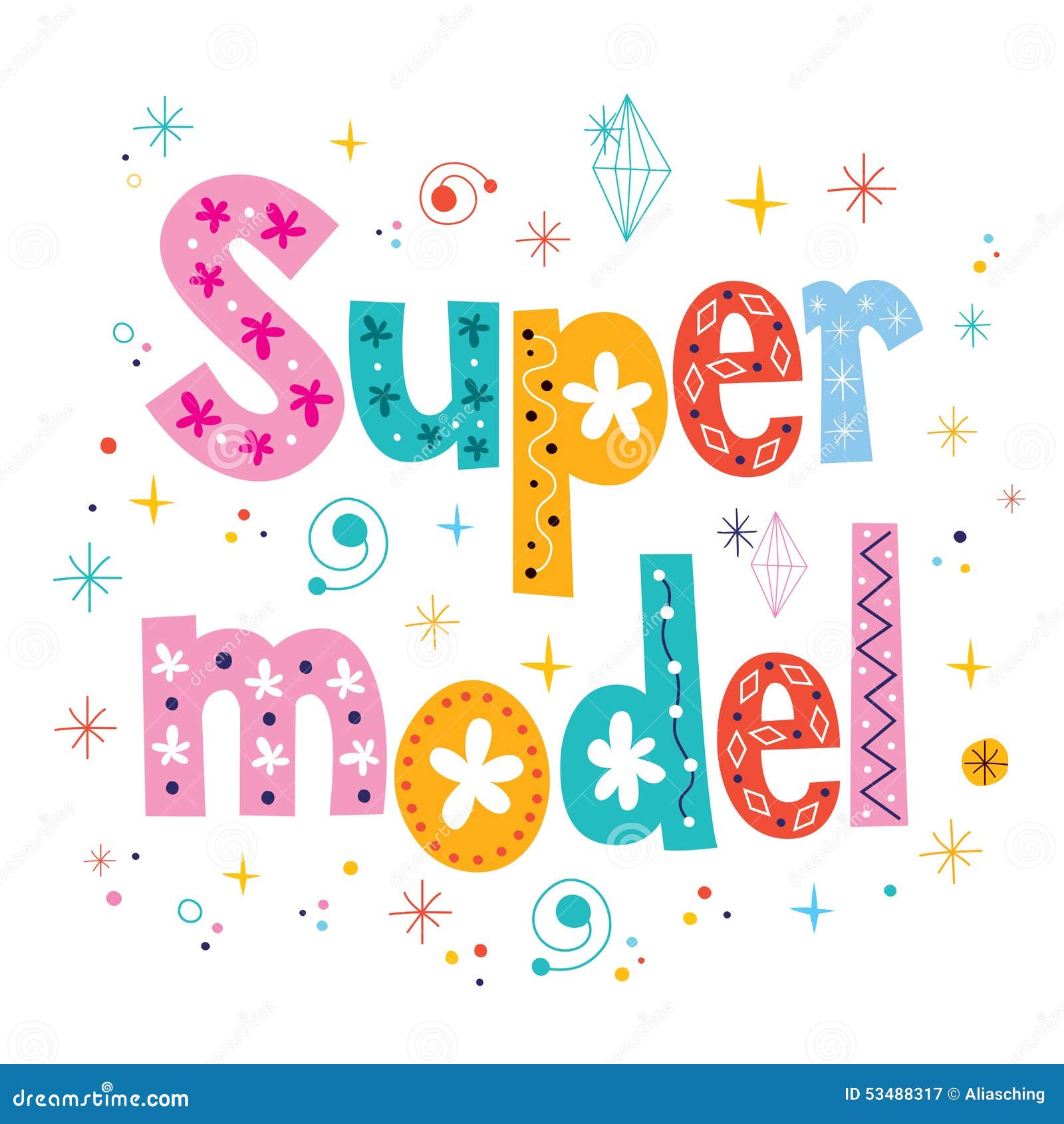 Super Model Decorative Lettering Type Design Stock Vector ...
