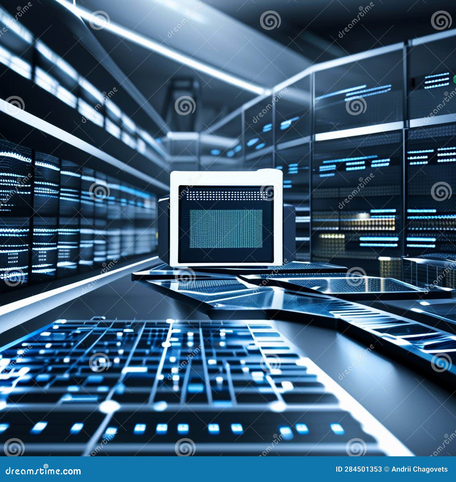 A Super-modern Computer Chip Surrounded by an Ultra-modern High-tech ...