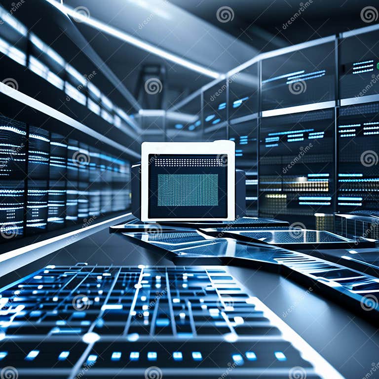 A Super-modern Computer Chip Surrounded by an Ultra-modern High-tech ...