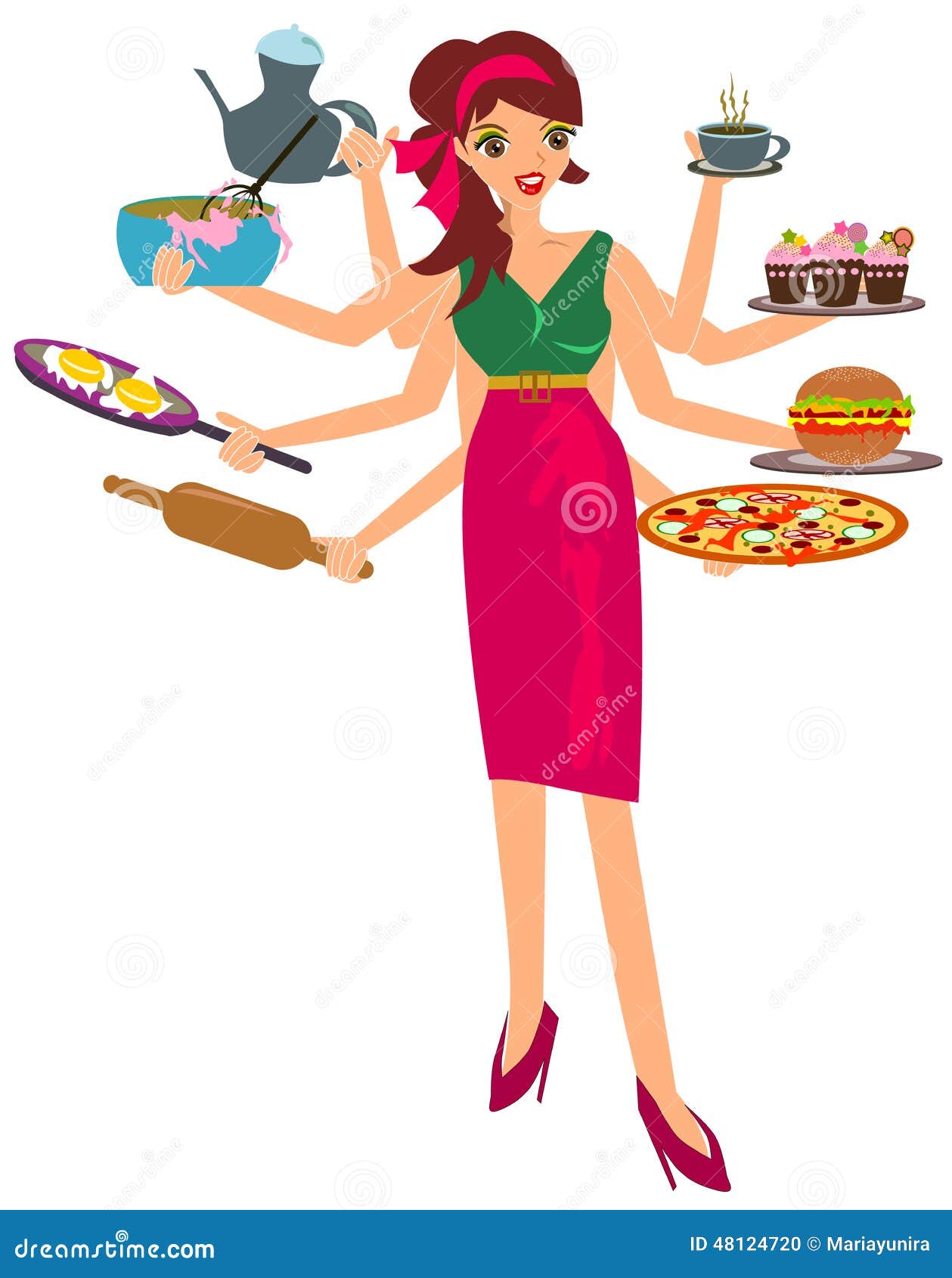 Multitasking Woman stock vector. Illustration of super - 48124720