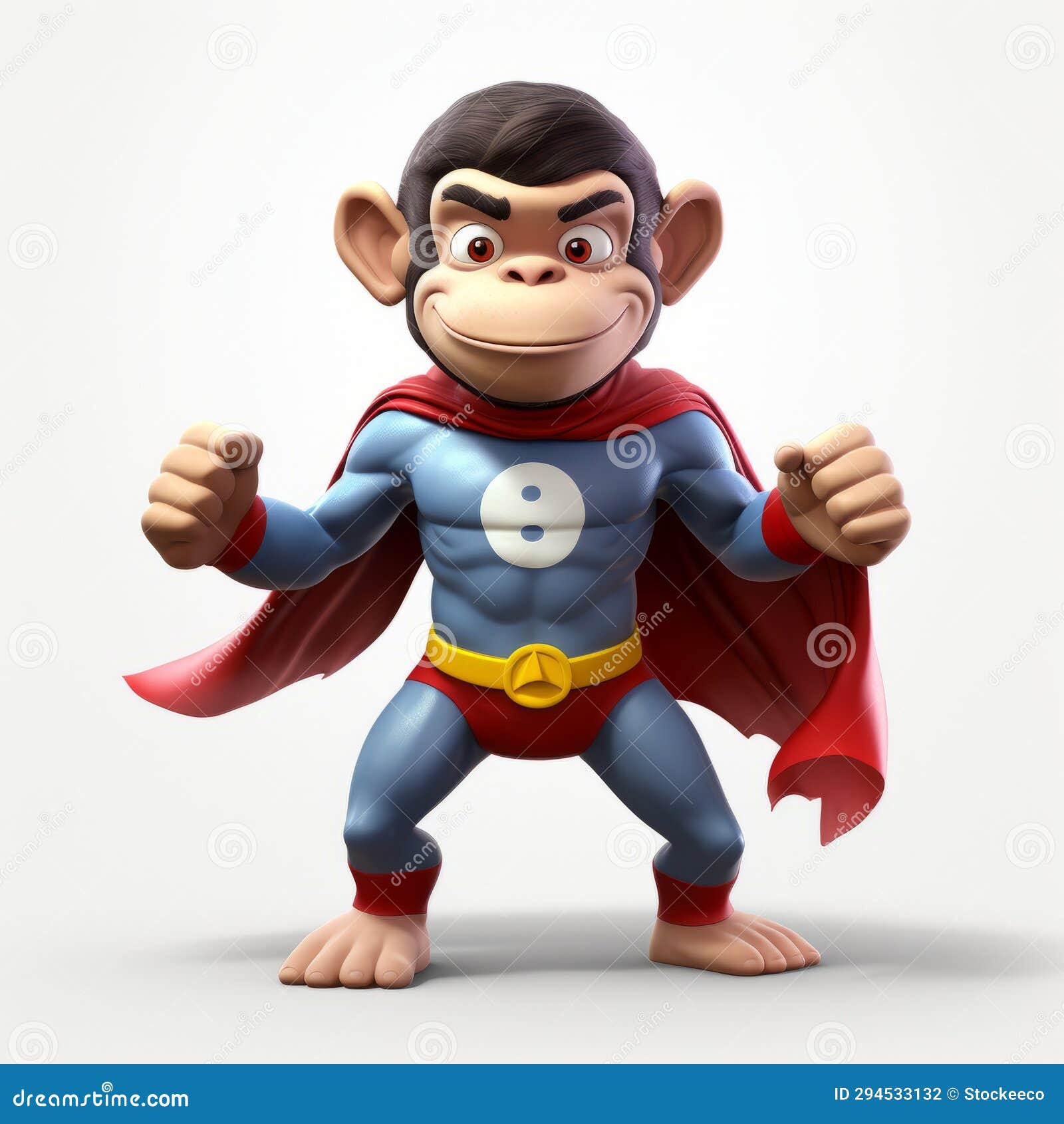 Super Monkey 3d Character Rendering of a Happy Chimp Cartoon Hero Stock ...