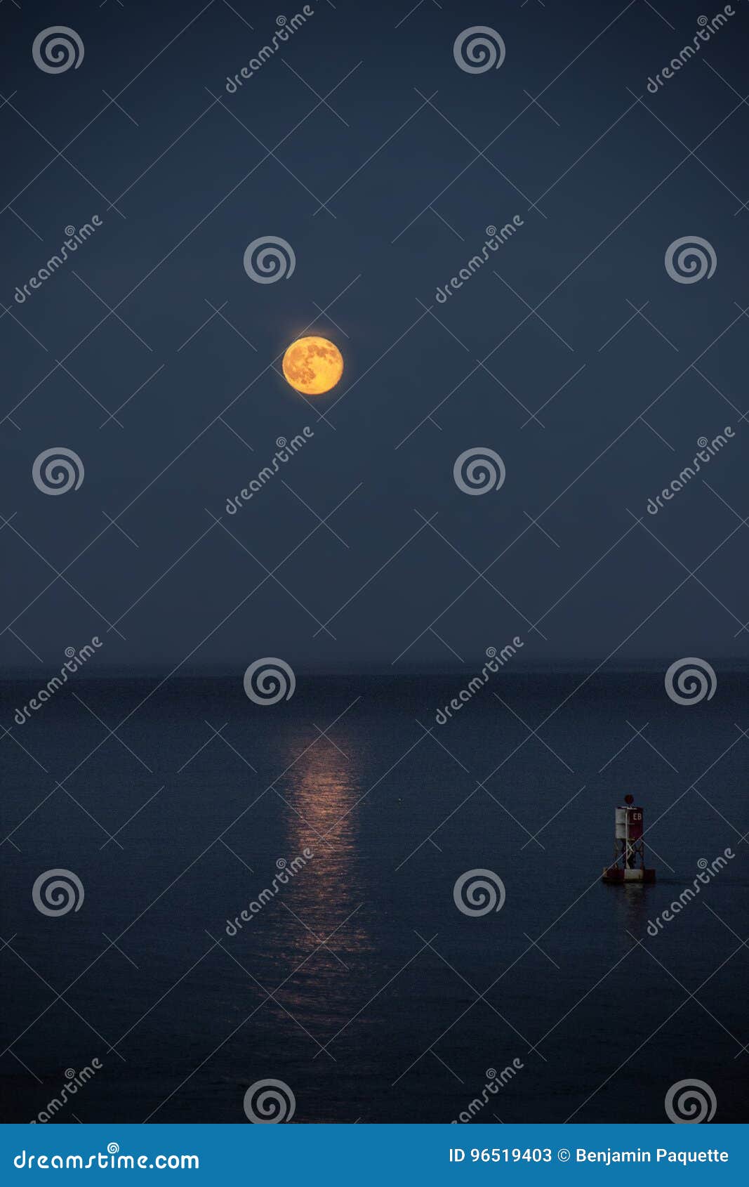Super moon over the ocean stock image. Image of pictus - 96519403