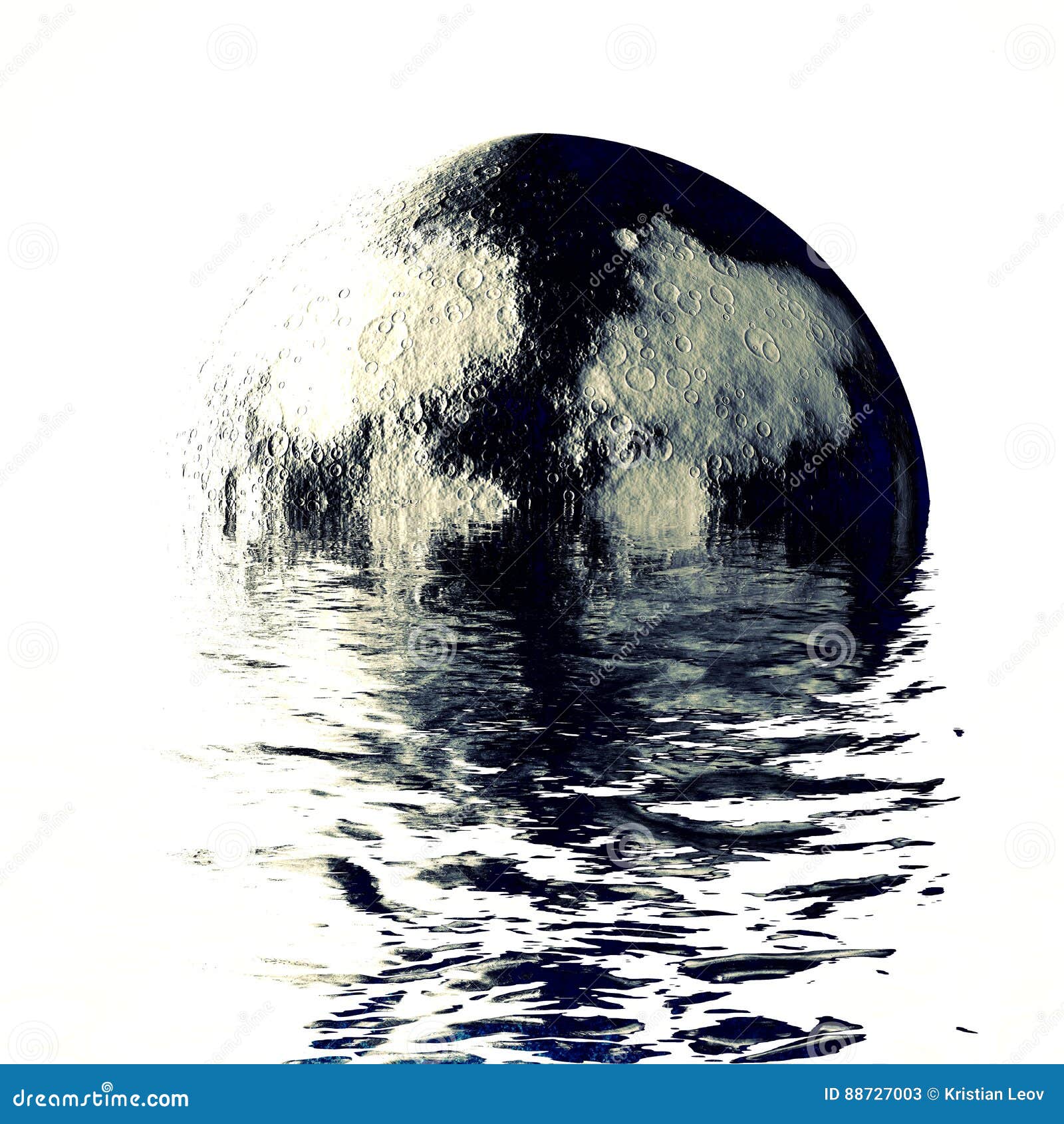 Super Moon on Water Reflection on White Background Stock Illustration ...