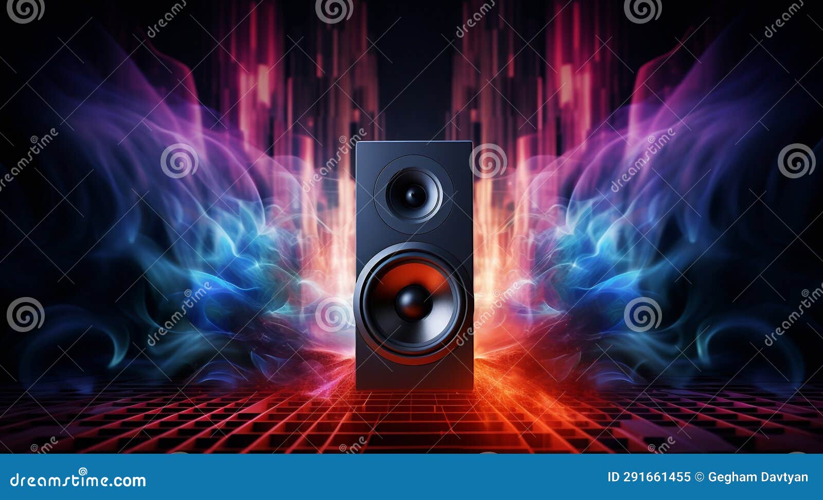 Power Speaker on Abstract Background, Speaker on Colored Background ...