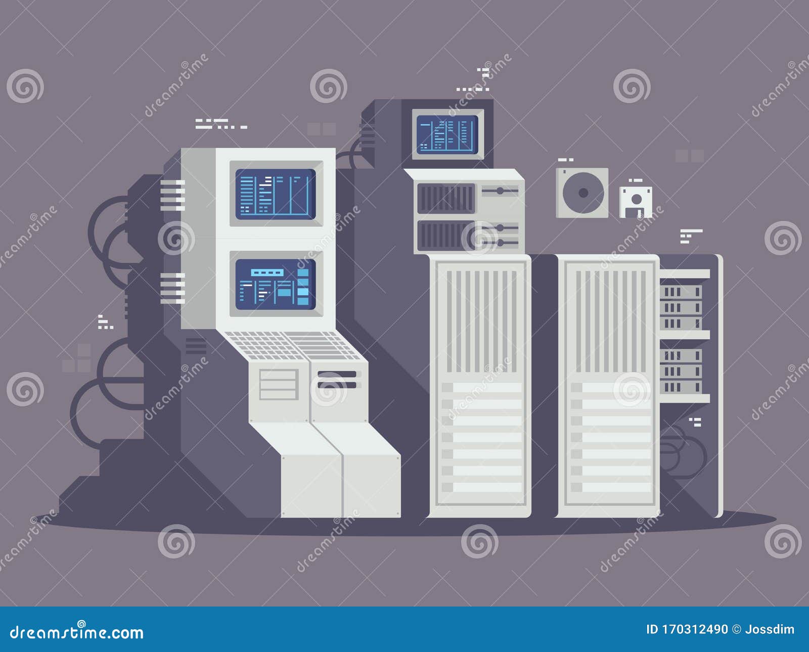 Super powerful computer stock illustration. Illustration of center ...