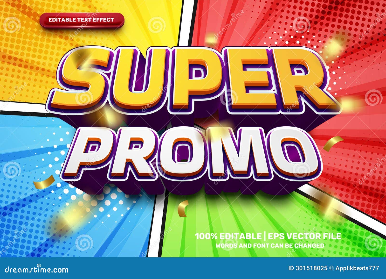 Super Promo Comic Style Bold 3D Editable Text Effect Style Stock Vector ...