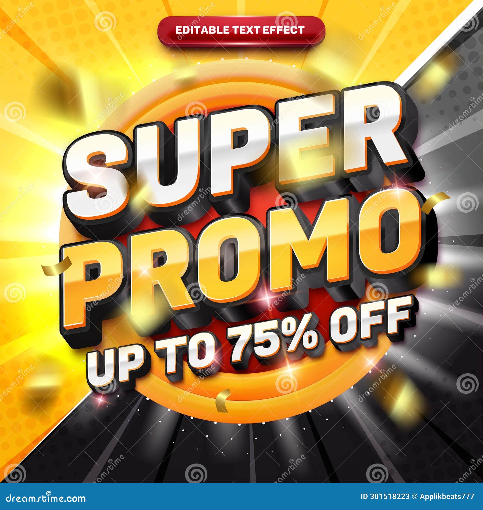 Super Promo Discount 3D Editable Text Effect Template Stock Vector ...