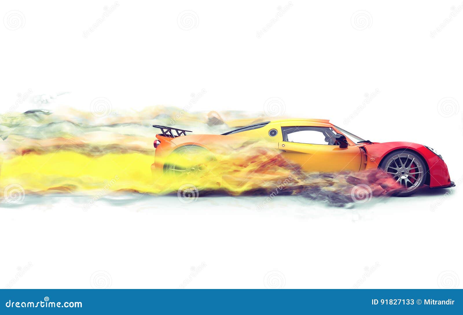 Super Racing Car - Smoke Trails Stock Illustration - Illustration of ...