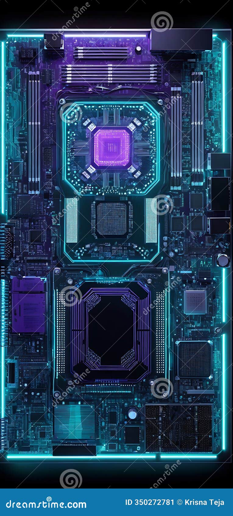Top-Down View of Hi-Tech Computer Circuitry Stock Illustration ...