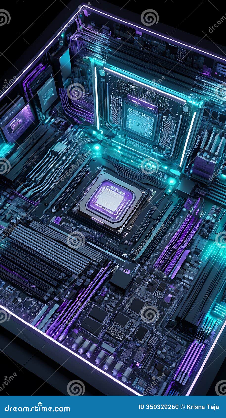 Top-Down View of Hi-Tech Computer Circuitry Stock Illustration ...