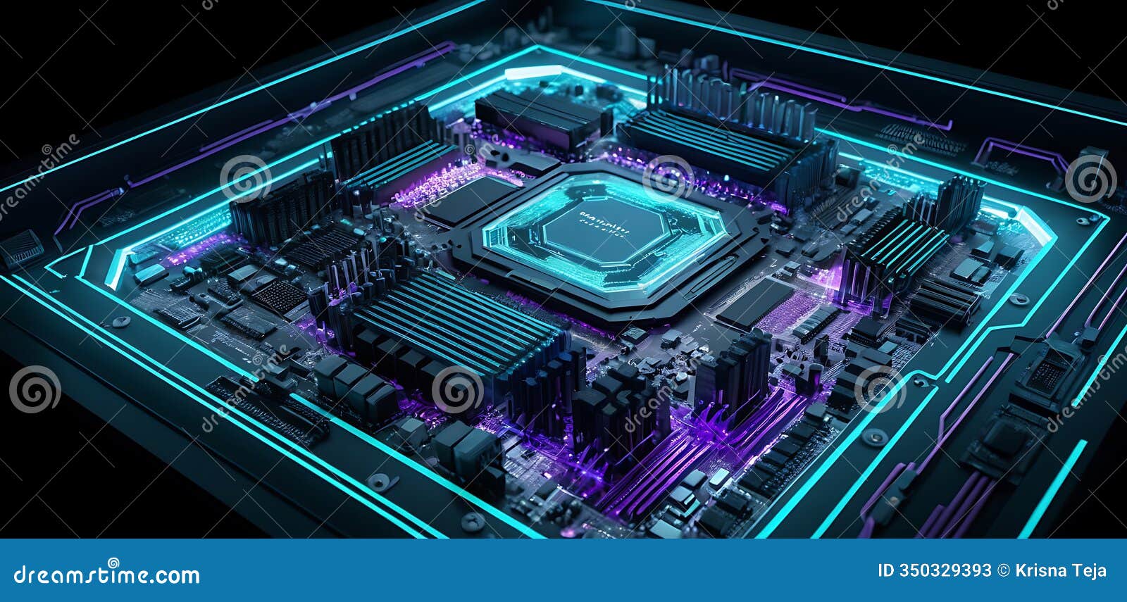 Top-Down View of Hi-Tech Computer Circuitry Stock Illustration ...