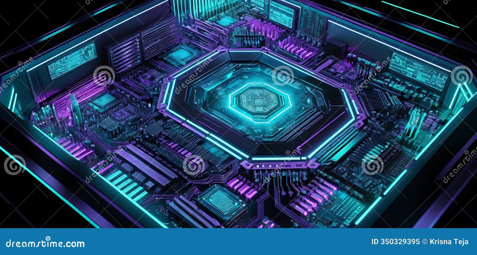 Top-Down View of Hi-Tech Computer Circuitry Stock Illustration ...