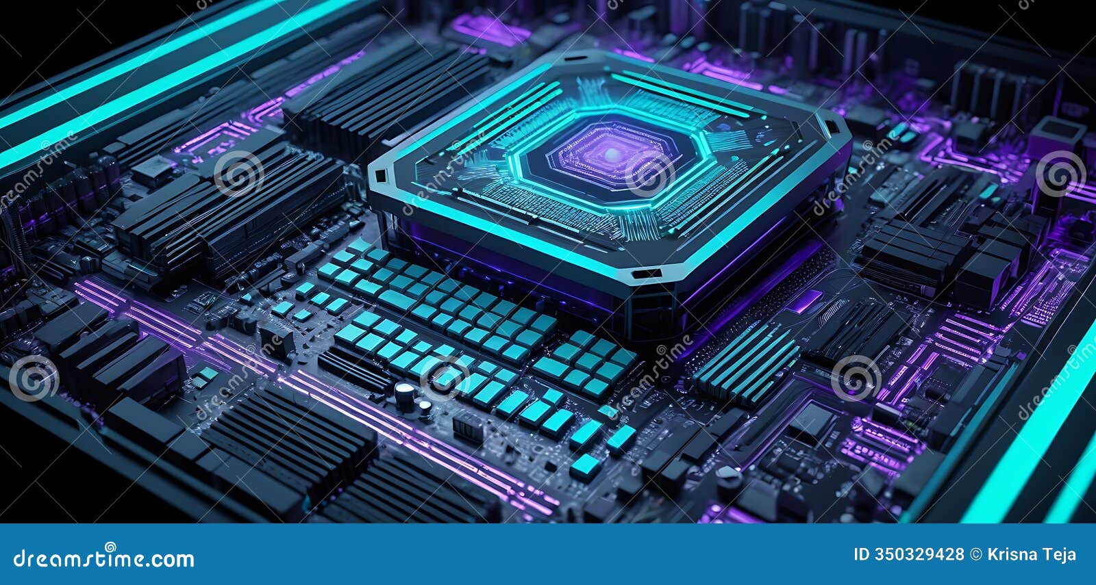 Top-Down View of Hi-Tech Computer Circuitry Stock Illustration ...