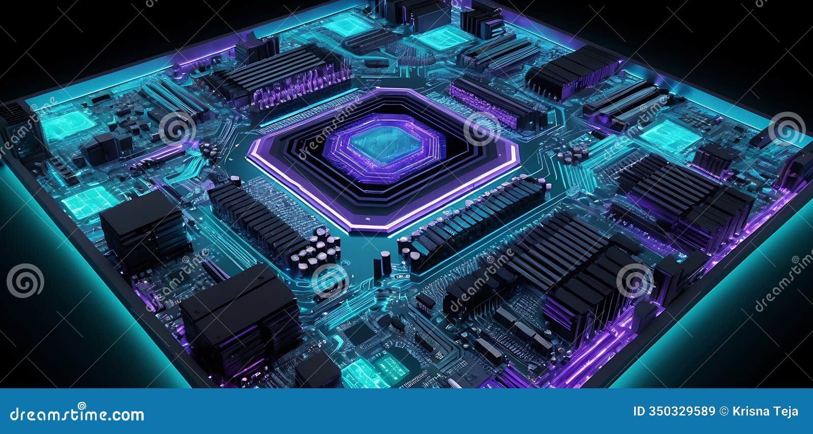 Top-Down View of Hi-Tech Computer Circuitry Stock Illustration ...