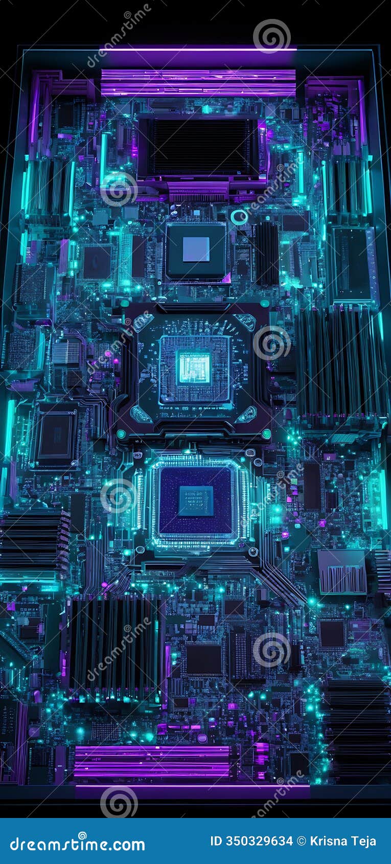 Top-Down View of Hi-Tech Computer Circuitry Stock Illustration ...
