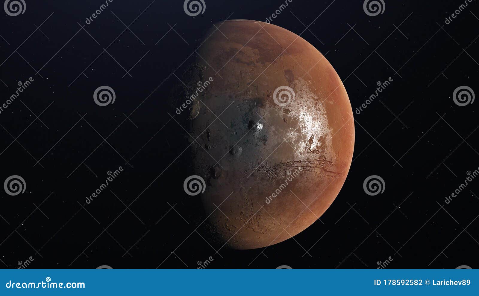 Super Realistic Planet Mars from the Orbit, Atmosphere from Space. 3d ...