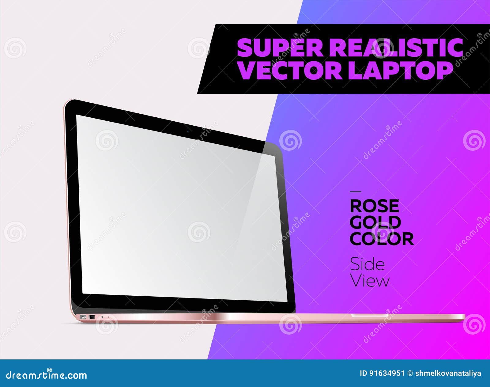 Super Realistic Vector Illustration of Aluminum Laptop. Stock Vector ...