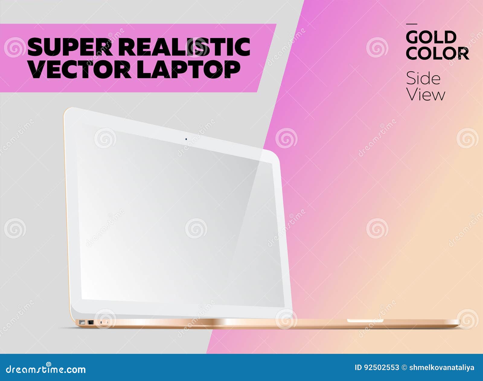 Super Realistic Vector Notebook with Blank Screen. Stock Vector ...