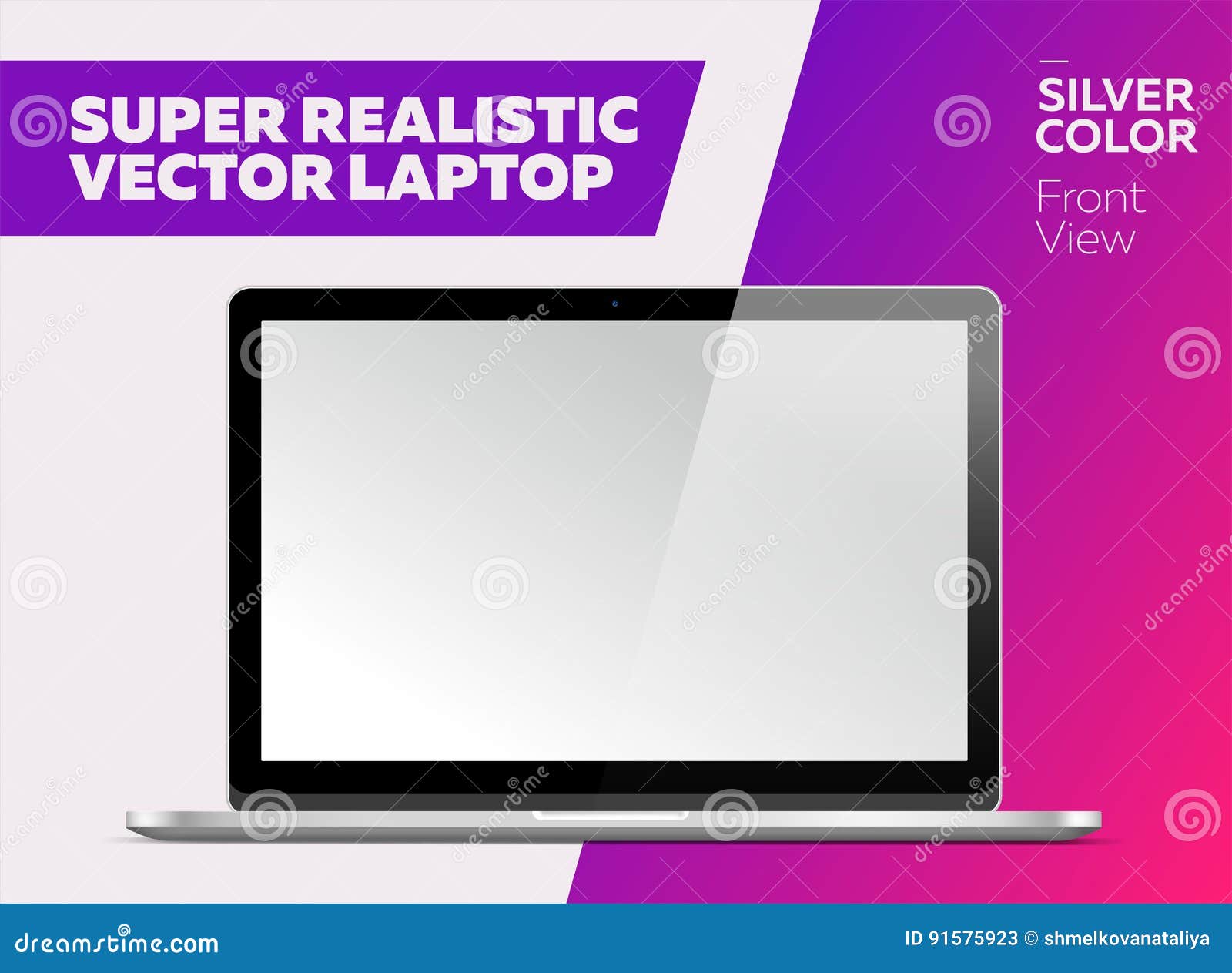 Super Realistic Vector Notebook with Blank Screen. Stock Vector ...