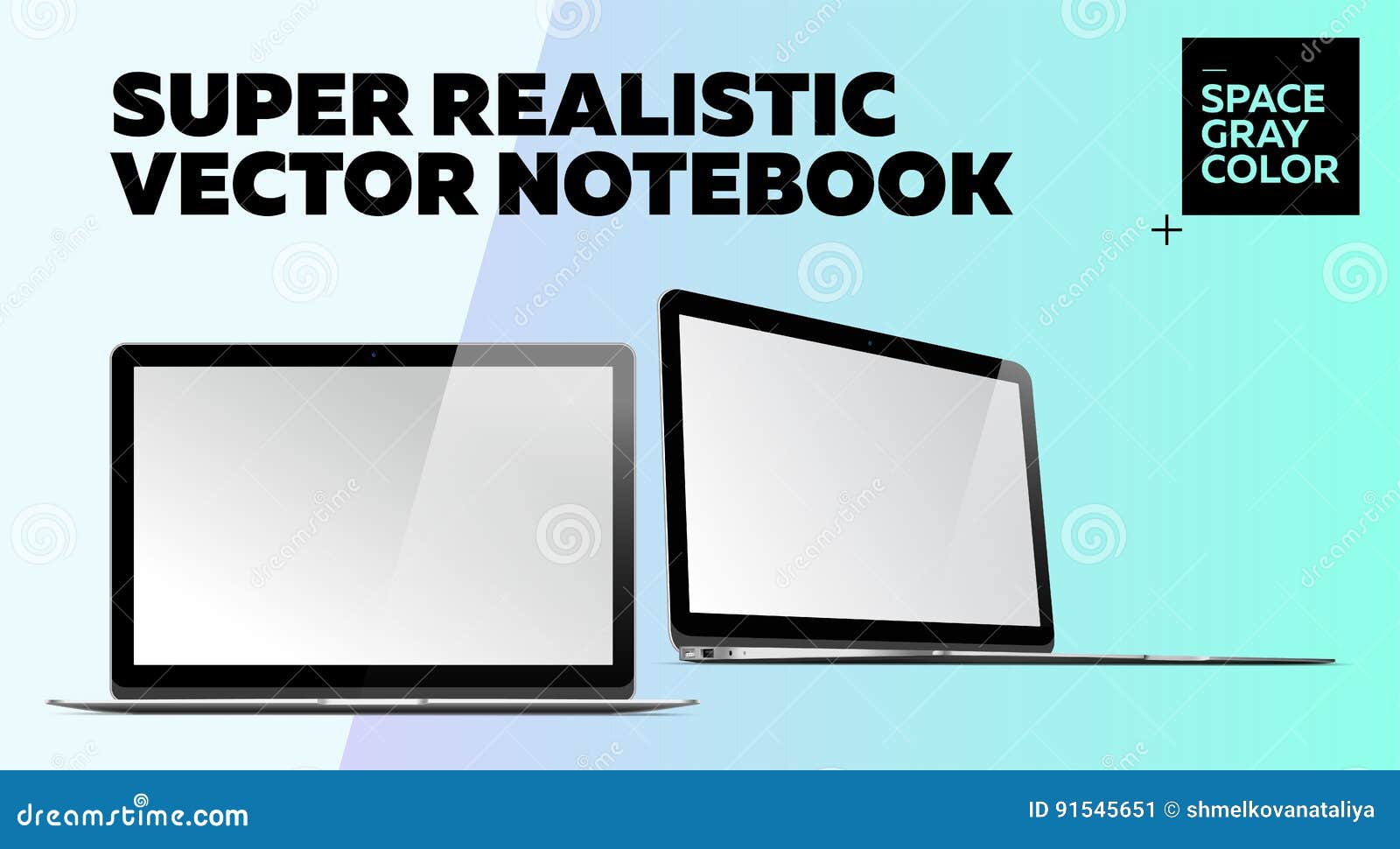 Super Realistic Vector Notebook with Blank Screen. Stock Vector ...