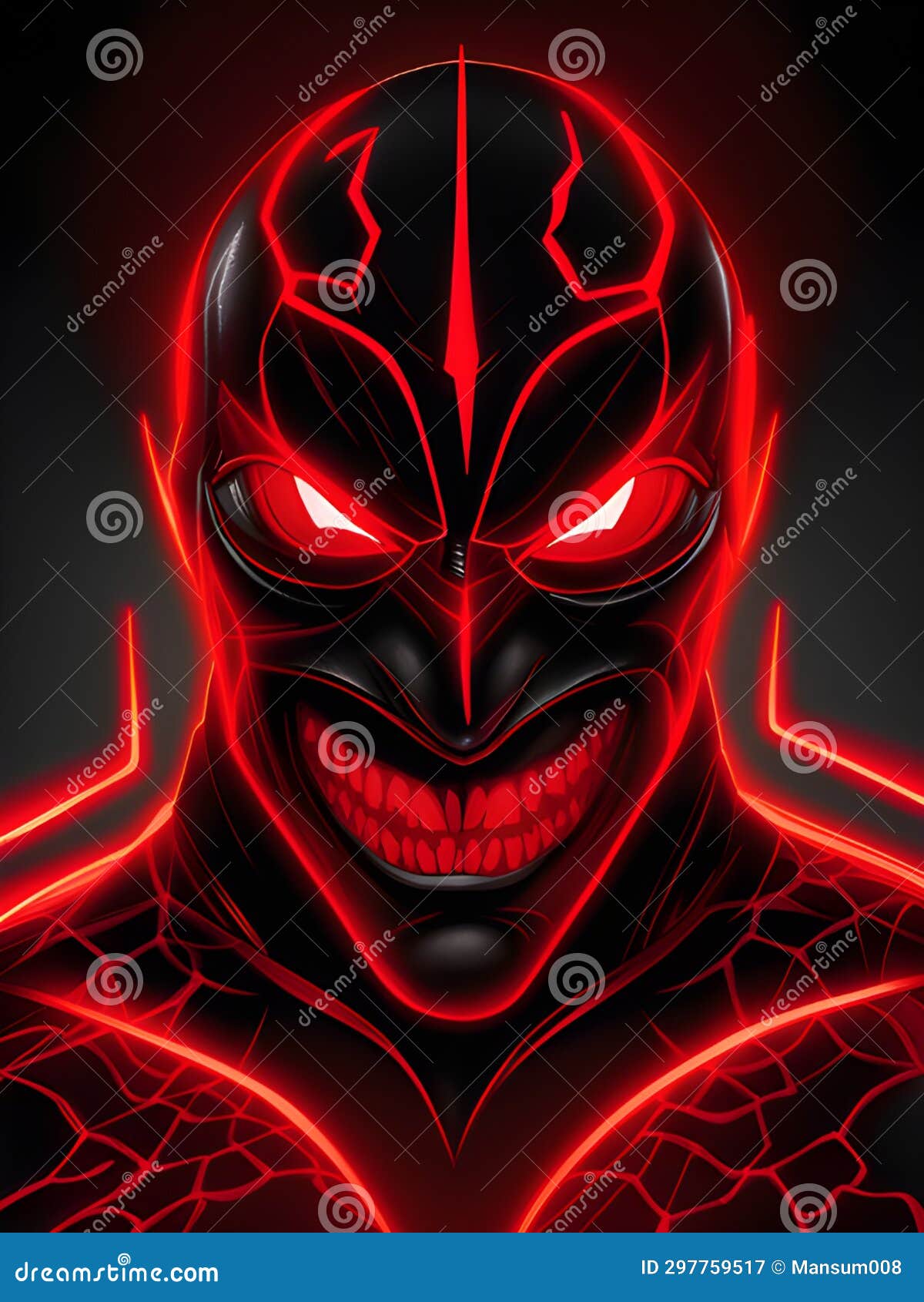Super Red Devil with Red Eyes Stock Illustration - Illustration of head ...