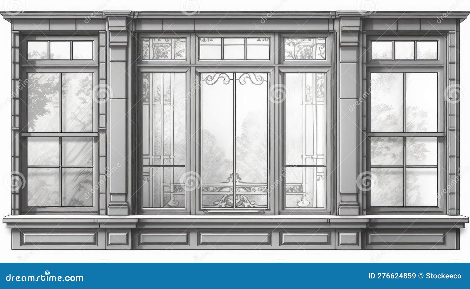 Super-resolution Window Drawing on White Background Stock Illustration ...