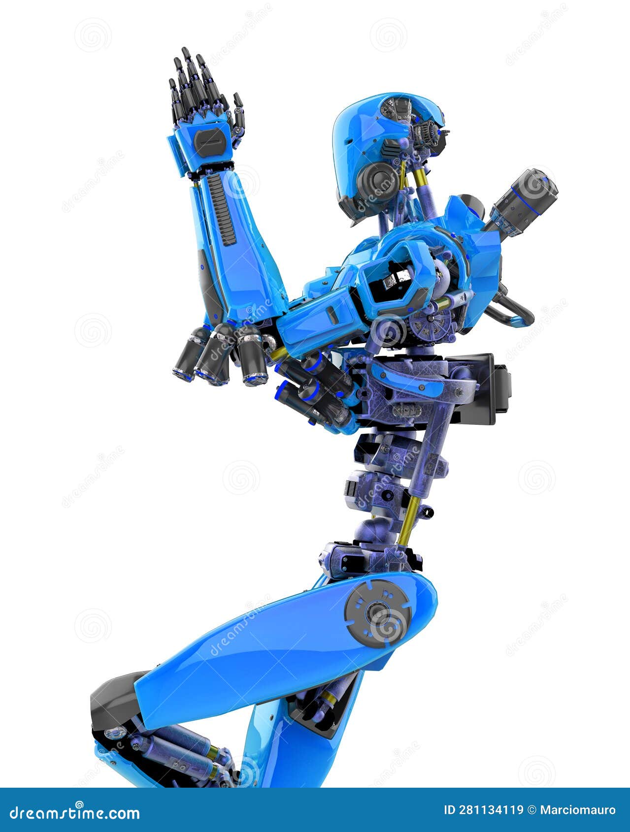 Super Robot is Doing a Namaste Pose Side View Stock Illustration ...