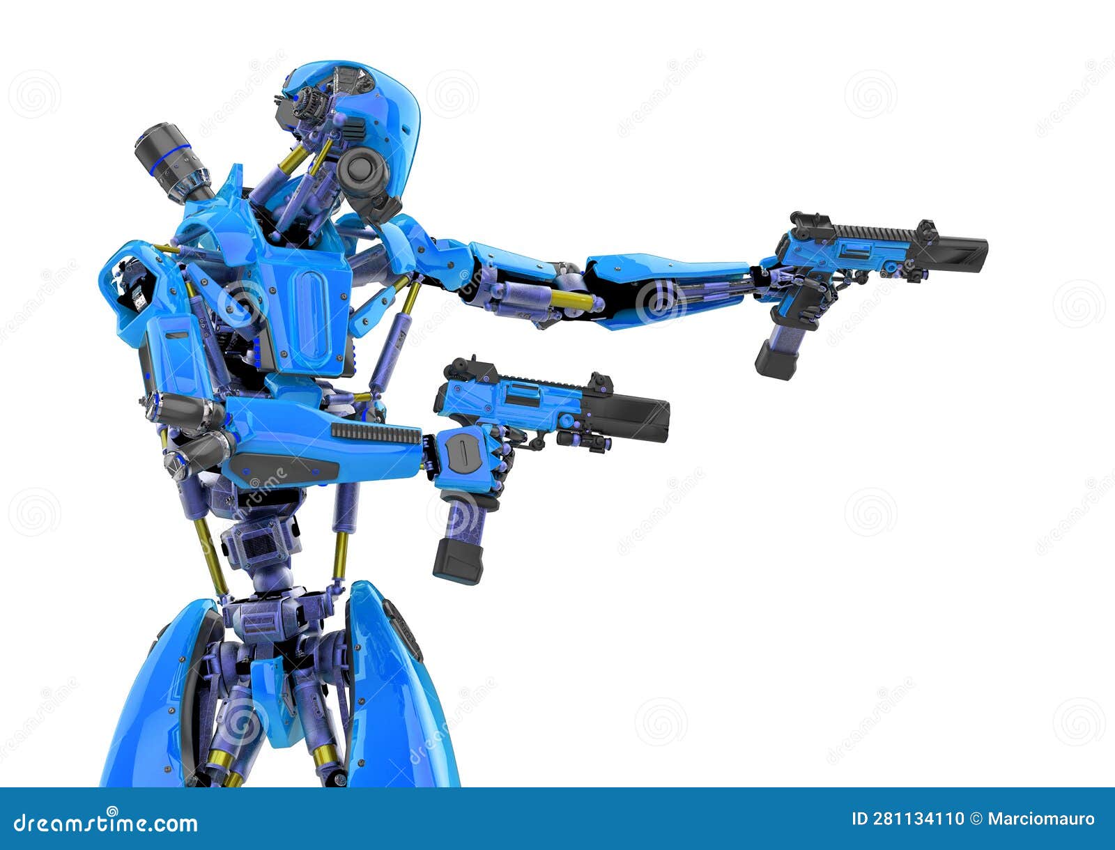 Super Robot in Double Gun Pose Stock Illustration - Illustration of ...