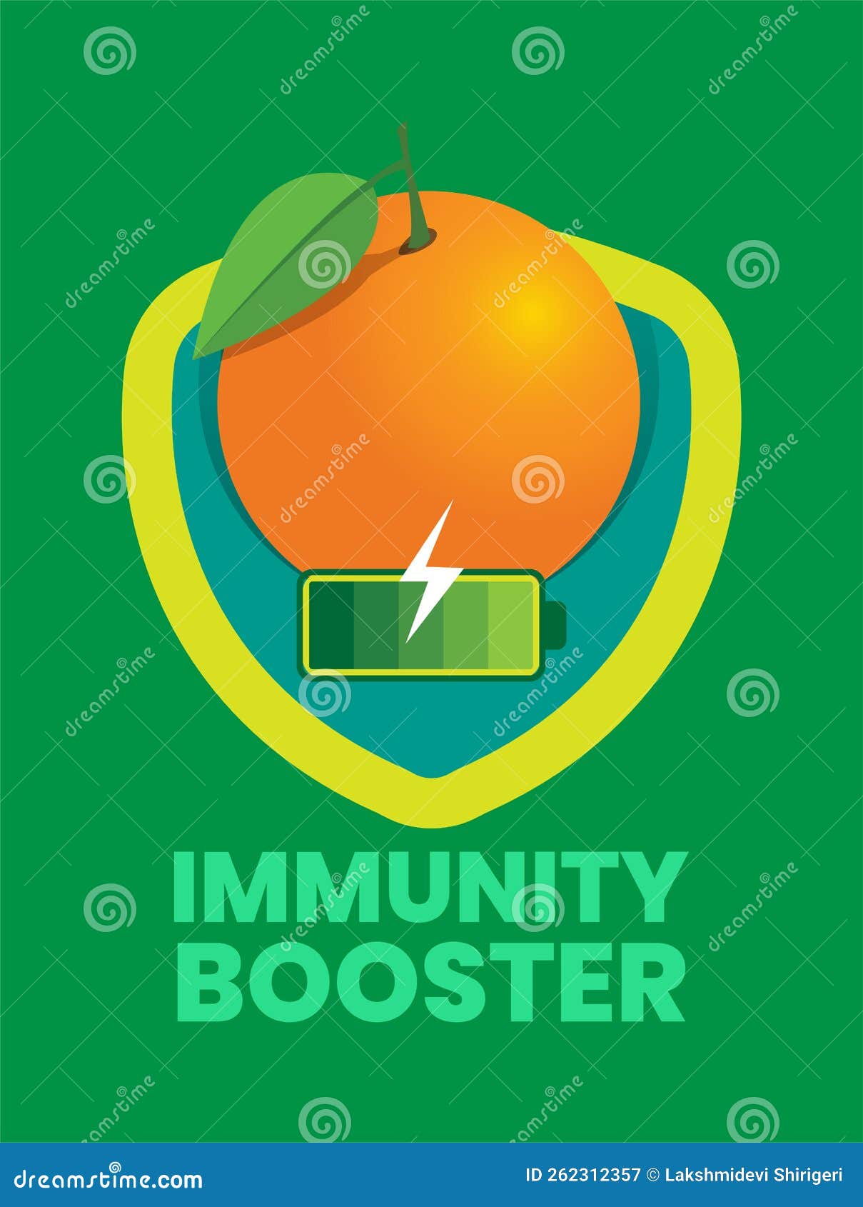 Orange Immunity Booster Concept with Charging Icon. Orange the Natural ...