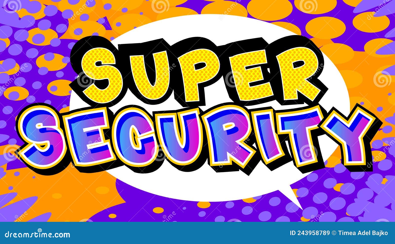 Super Security. Comic Book Word Text on Abstract Comics Background ...