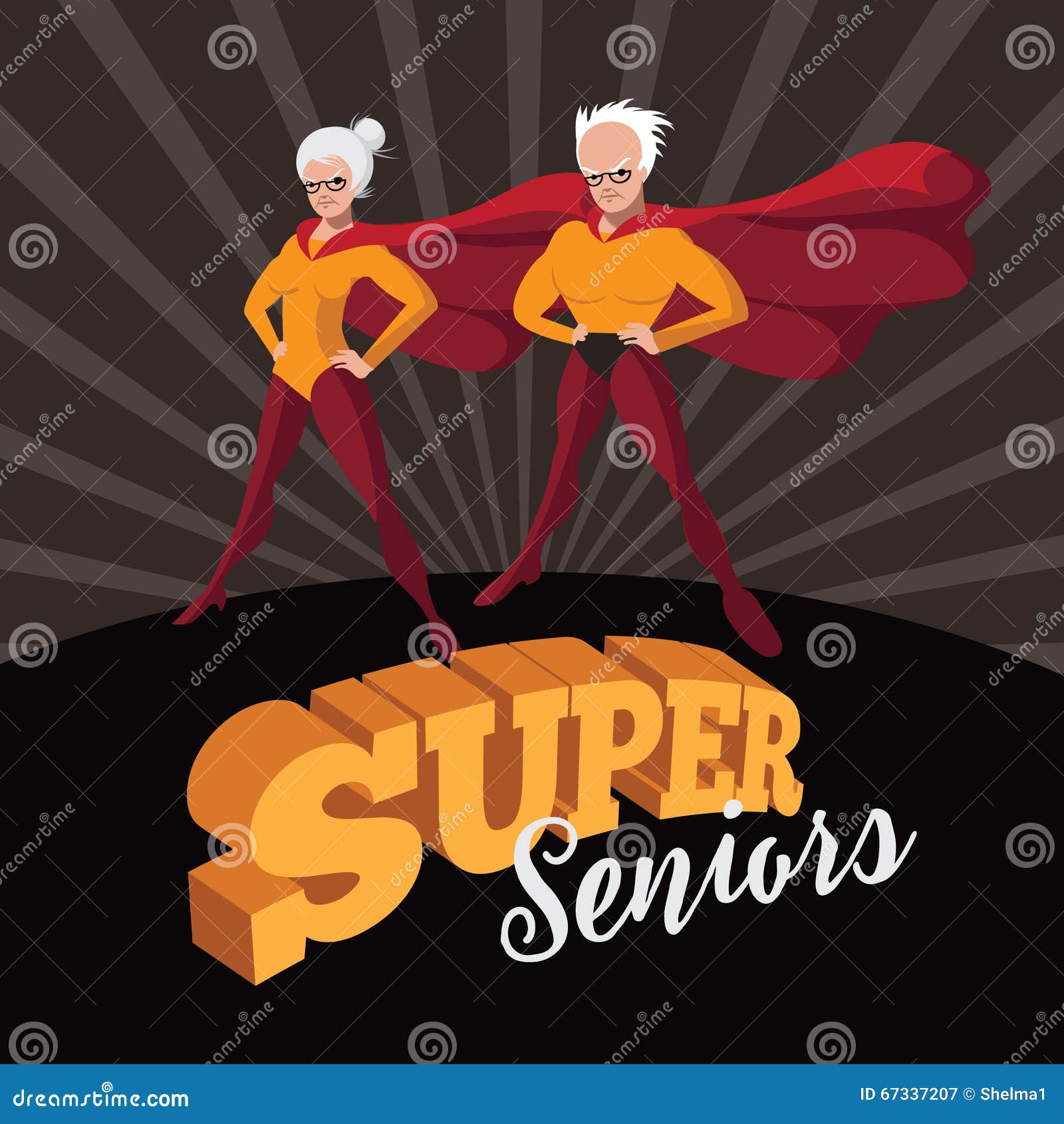 Super Seniors Cartoon Style Illustration. Stock Vector - Illustration ...