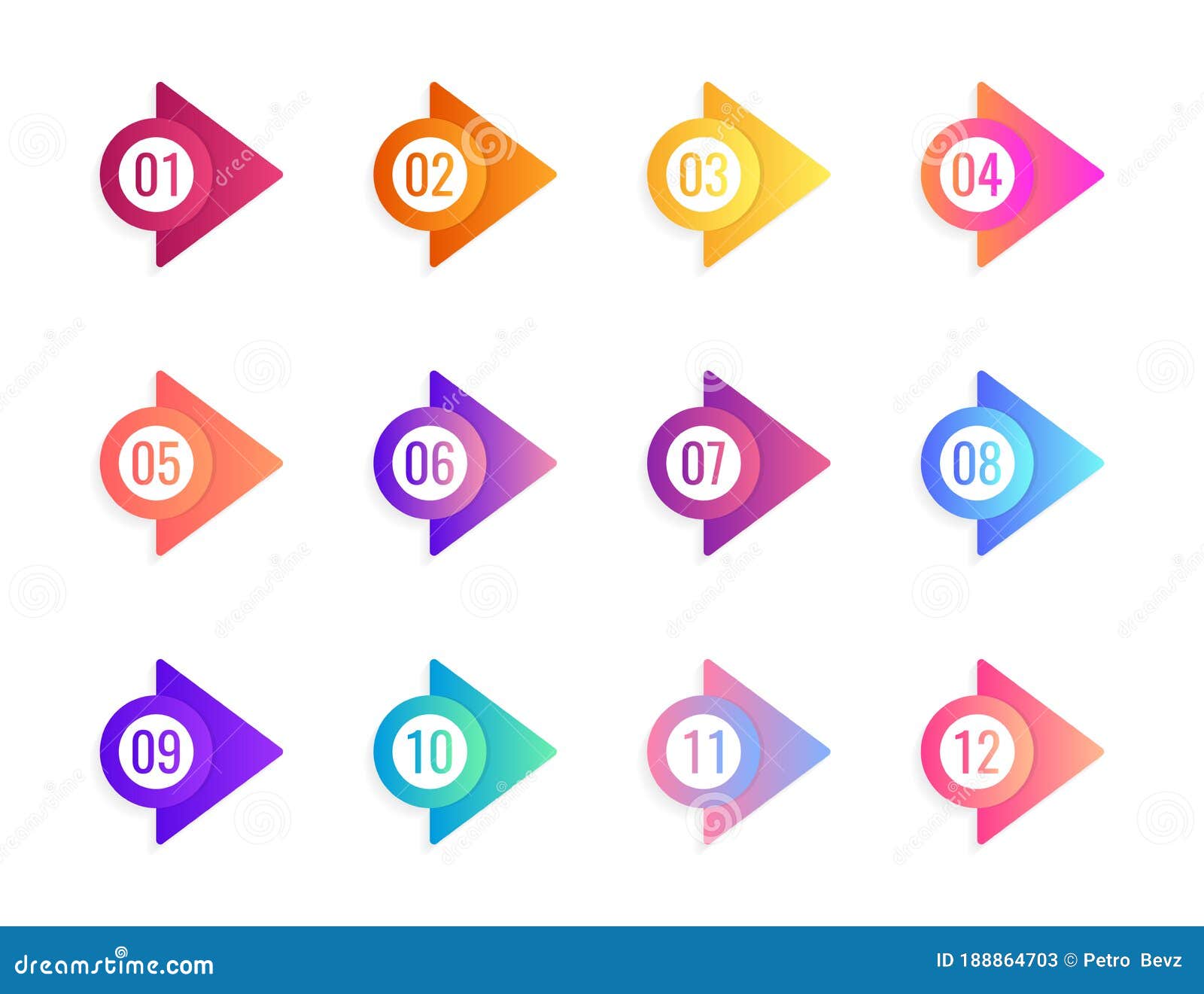 Super Set Arrow Bullet Point Triangle Flags on White Background ...