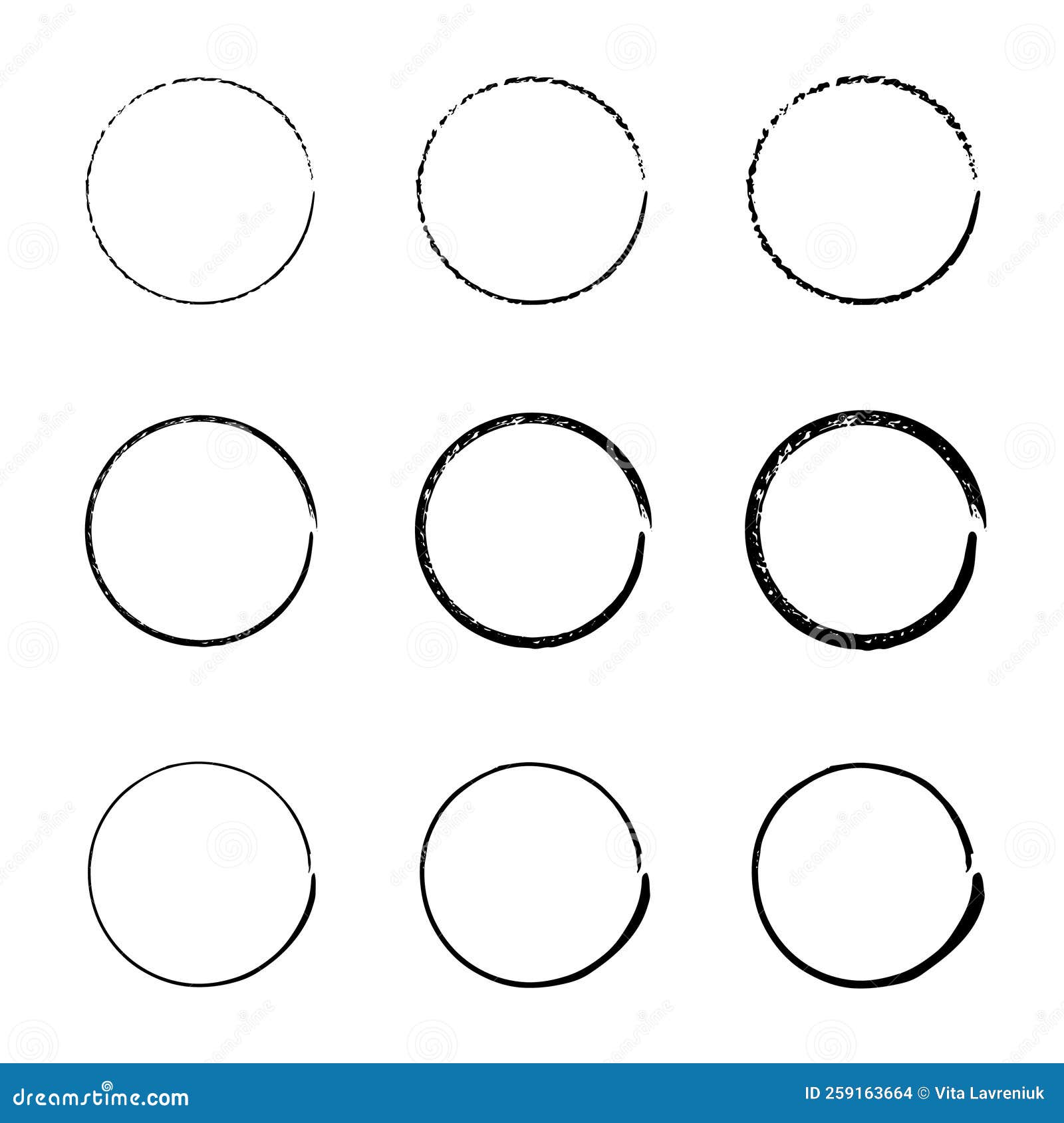Super Set of Circles Lines. Rounds Scribble Line Circles. Simple Hand ...