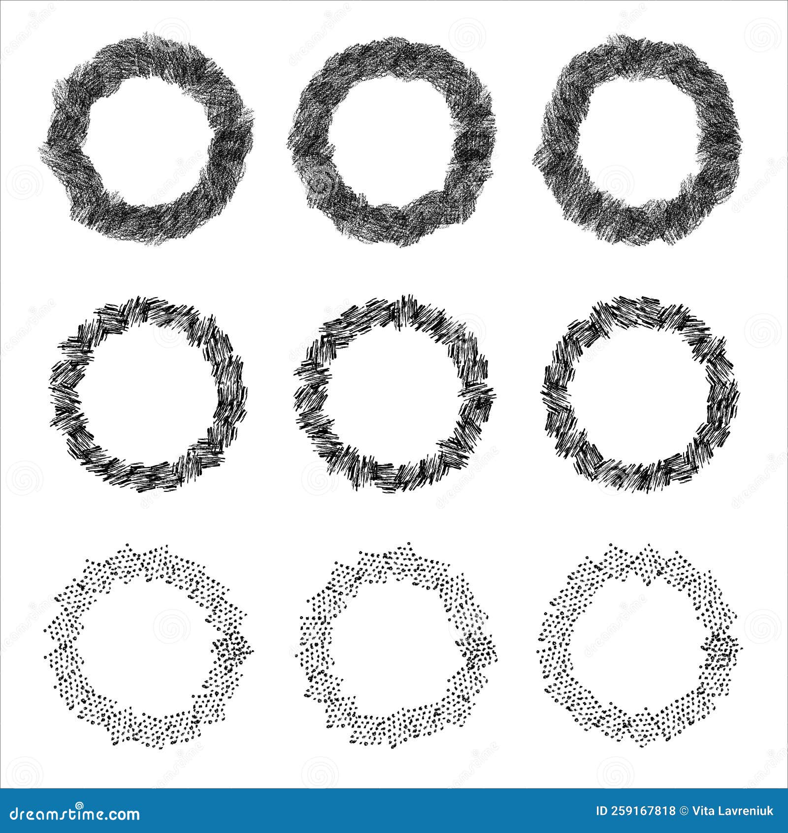 Super Set of Circles Lines. Rounds Scribble Line Circles. Simple Hand ...