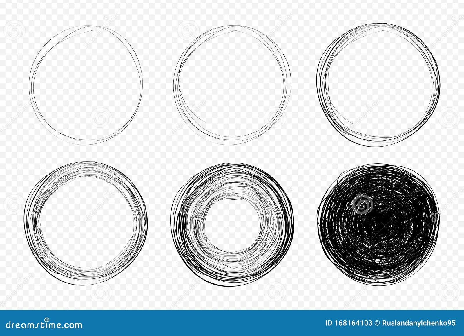 Super Set of Circles Lines Sketch Hand Drawn. Doodle Circles for Design Elements, Messages ...