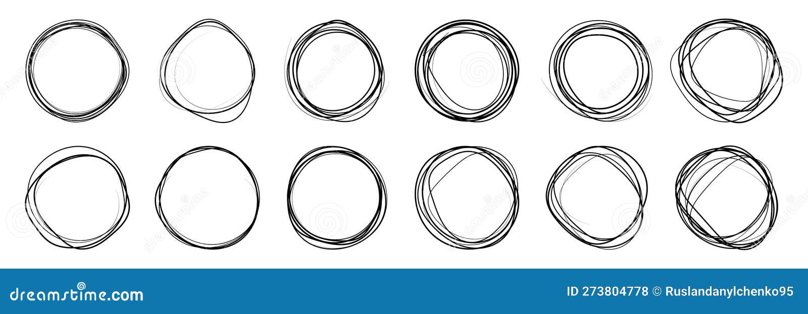 Super Set of Circles Lines Sketch Hand Drawn. Doodle Circles for Design Elements, Messages ...