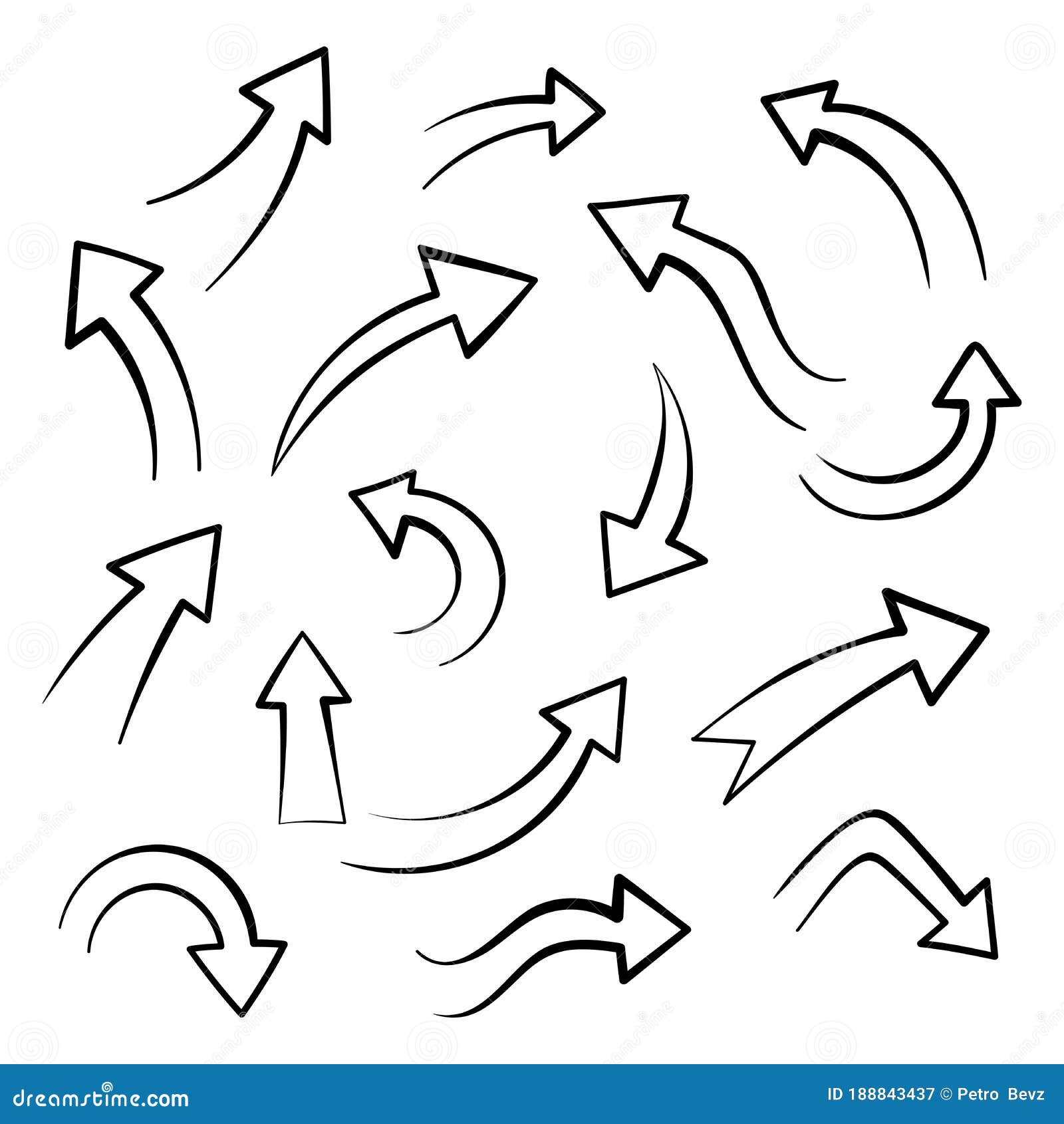 Super Set Different Hand-drawn Arrows, Vector Graphic Design Stock ...