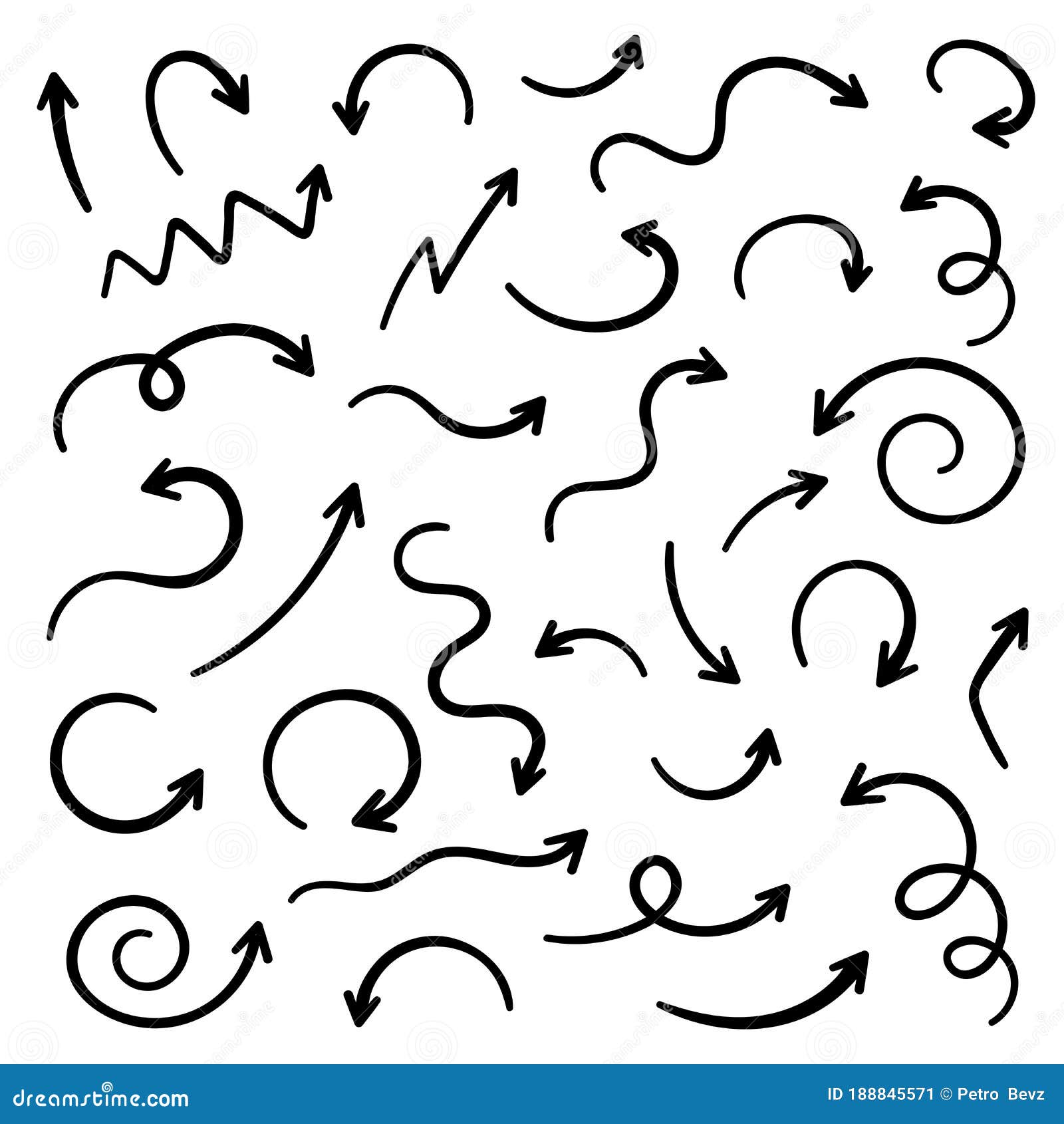 Super Set Different Hand-drawn Arrows, Vector Graphic Design Stock ...