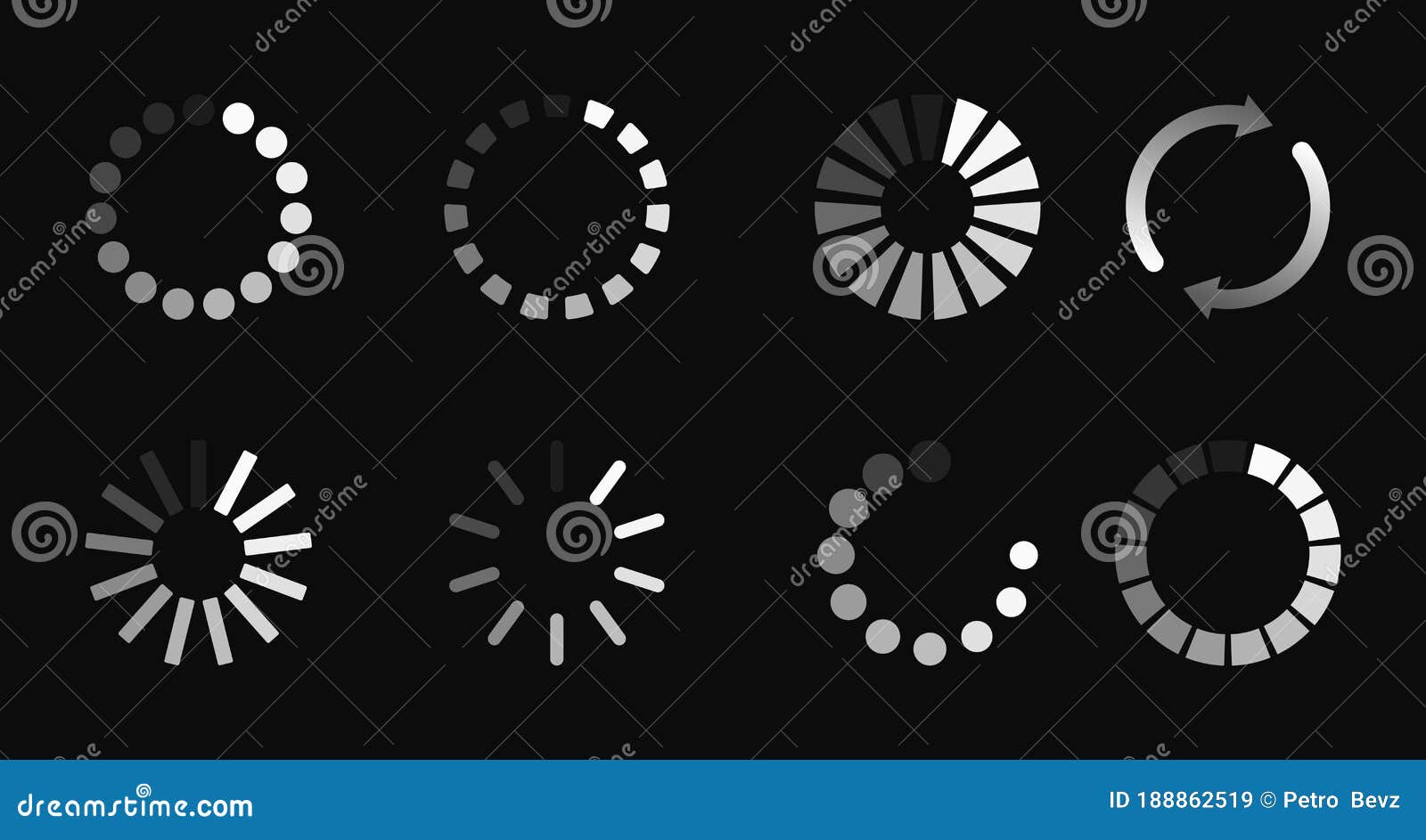 Super Set Different Load Icon. Circle Website Buffer Loader or Preloader Stock Vector ...