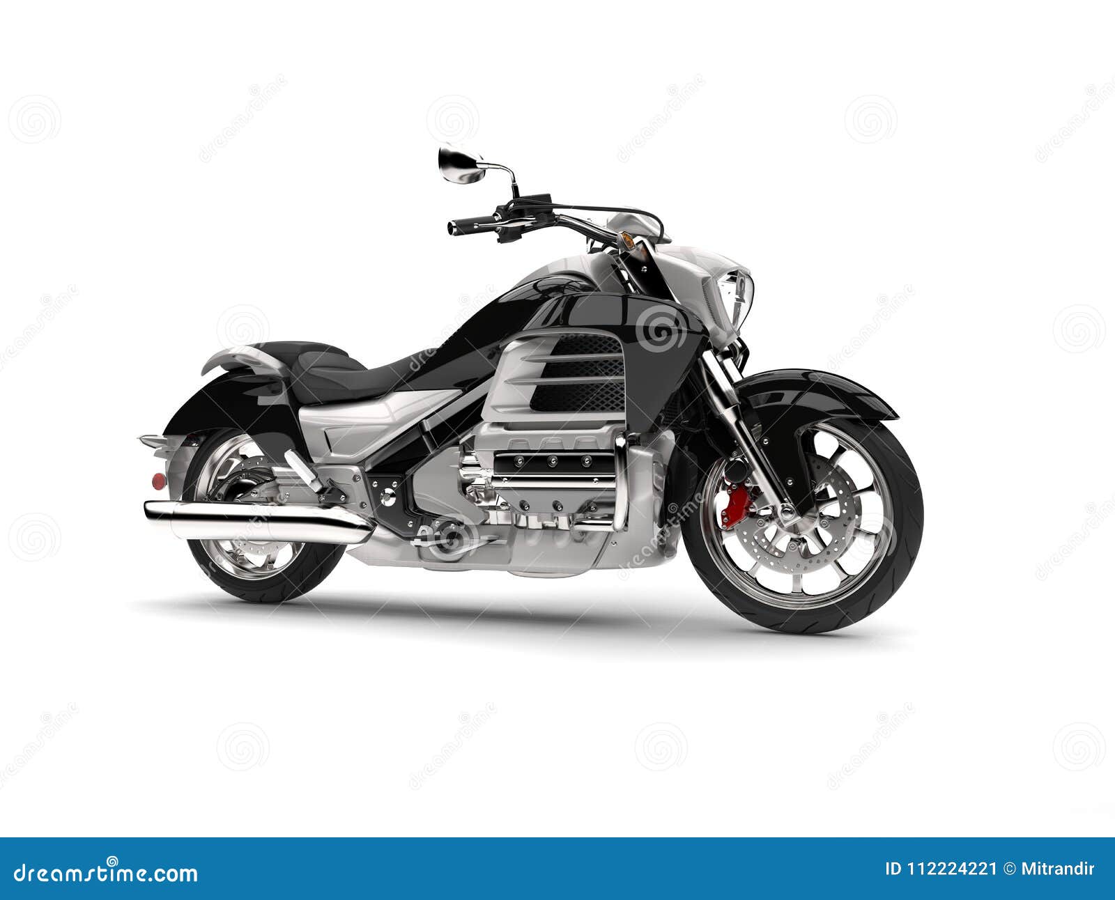 Super Silver Modern Powerful Motorcycle - Beauty Shot Stock ...