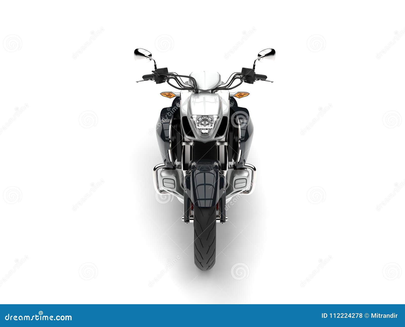 Super Silver Modern Powerful Motorcycle - Front View Stock Illustration ...