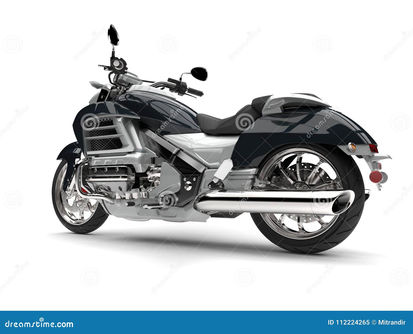 Super Silver Modern Powerful Motorcycle - Side View Stock Illustration ...