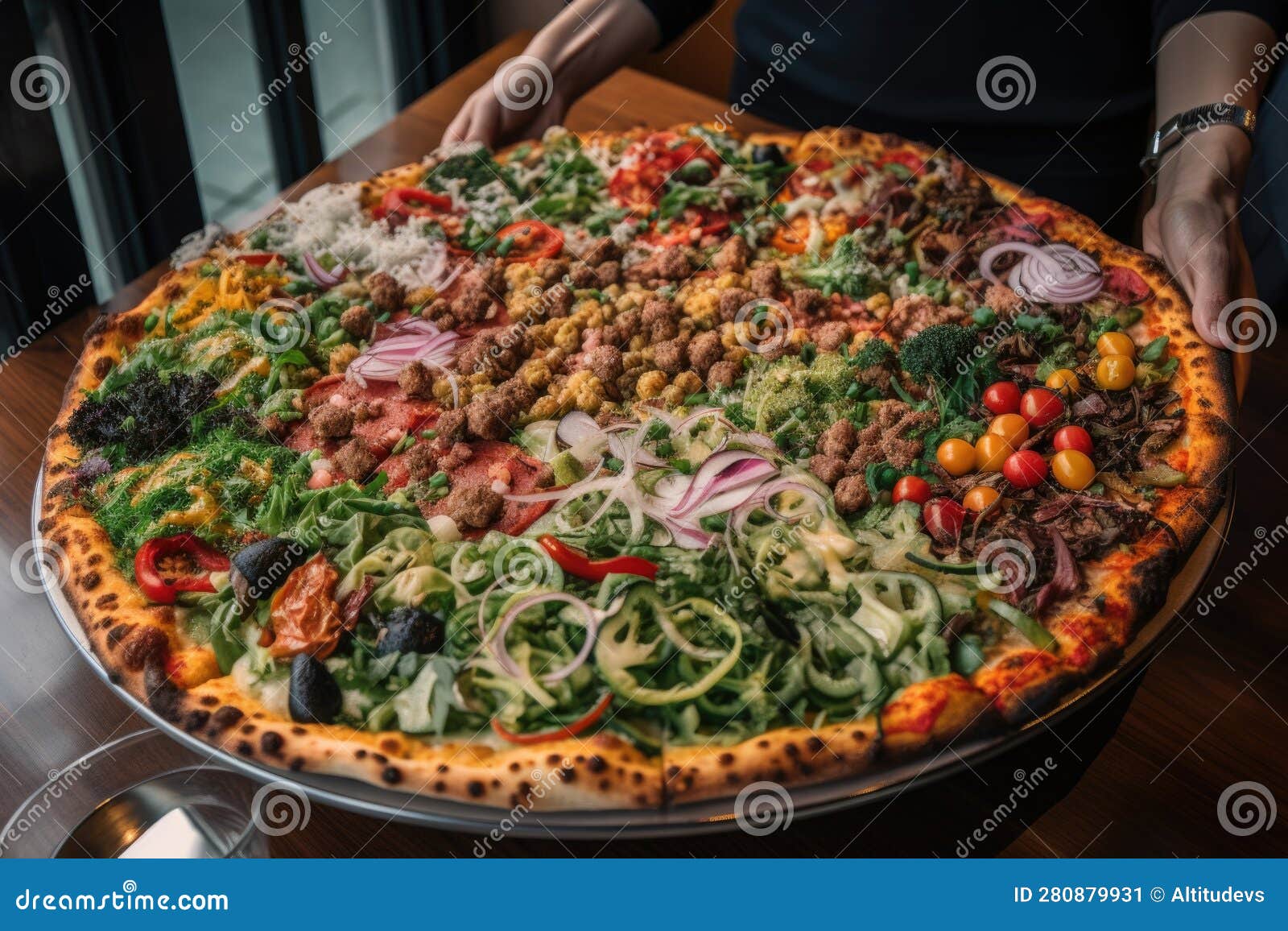Super-sized Pizza with a Variety of Toppings and Flavors Stock ...