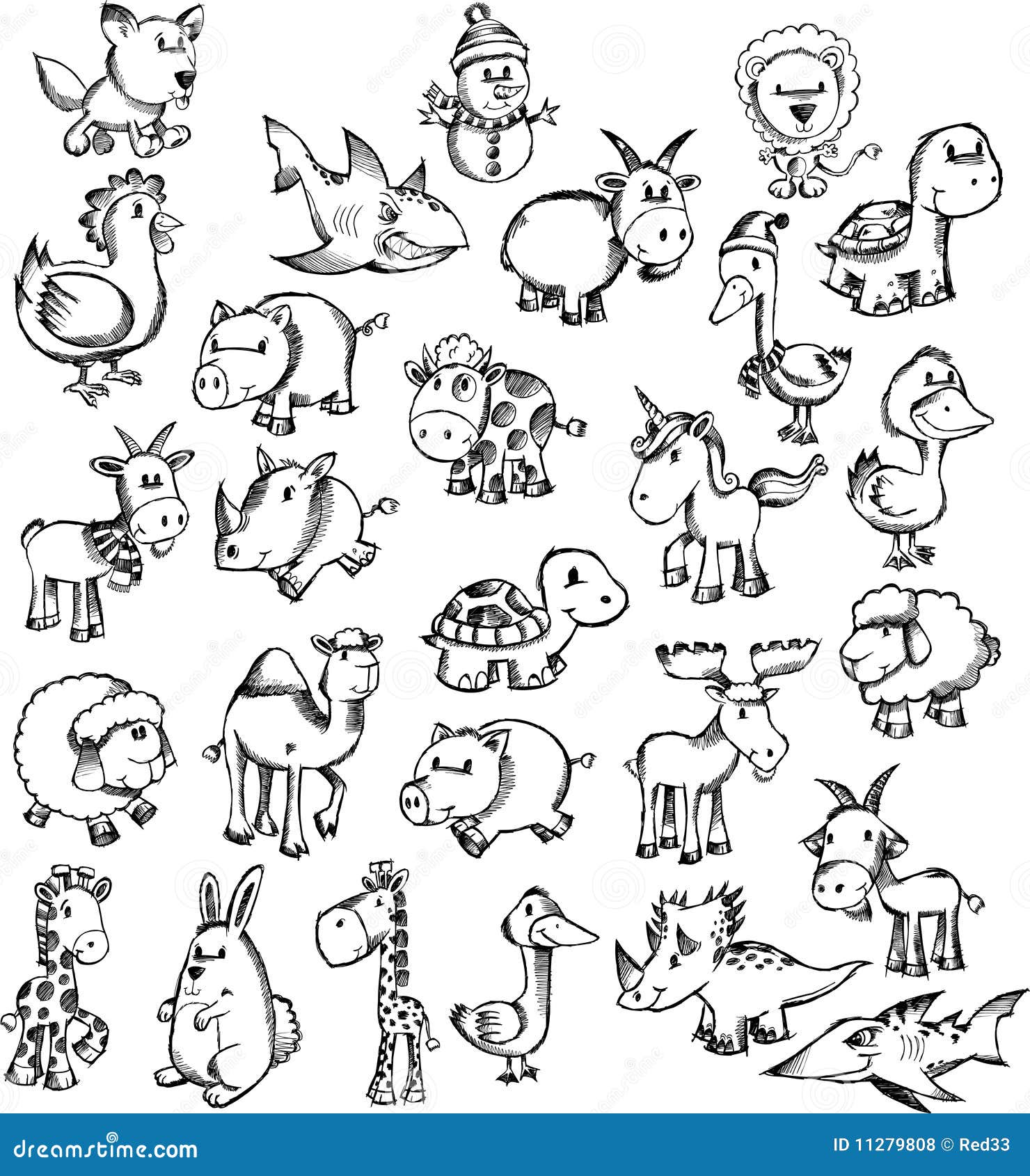 Super Sketch Doodle Animal Set Stock Vector - Illustration of reptile ...