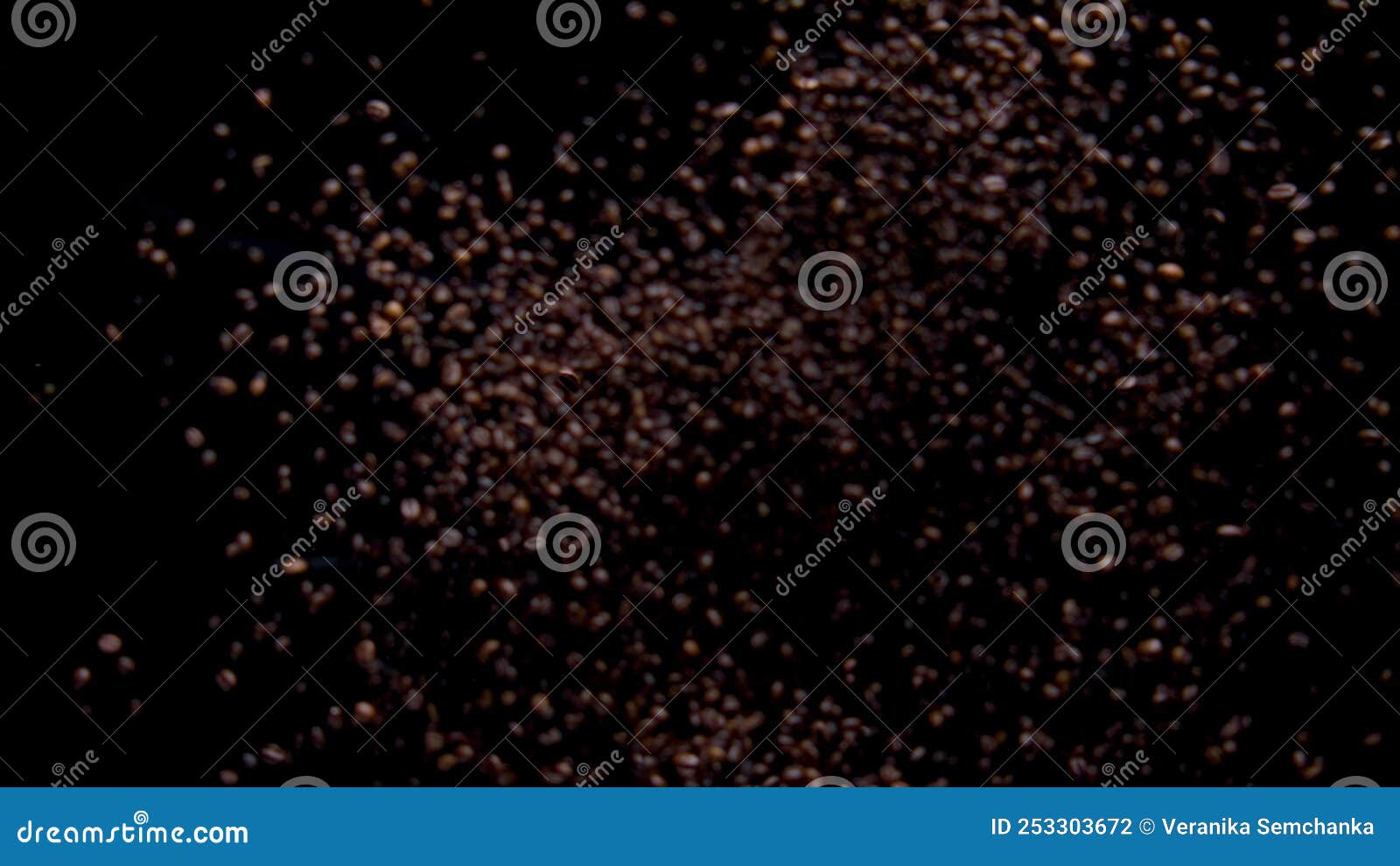 Super Slow Motion Coffee Grains Exploding. Closeup Aromatic Seeds ...