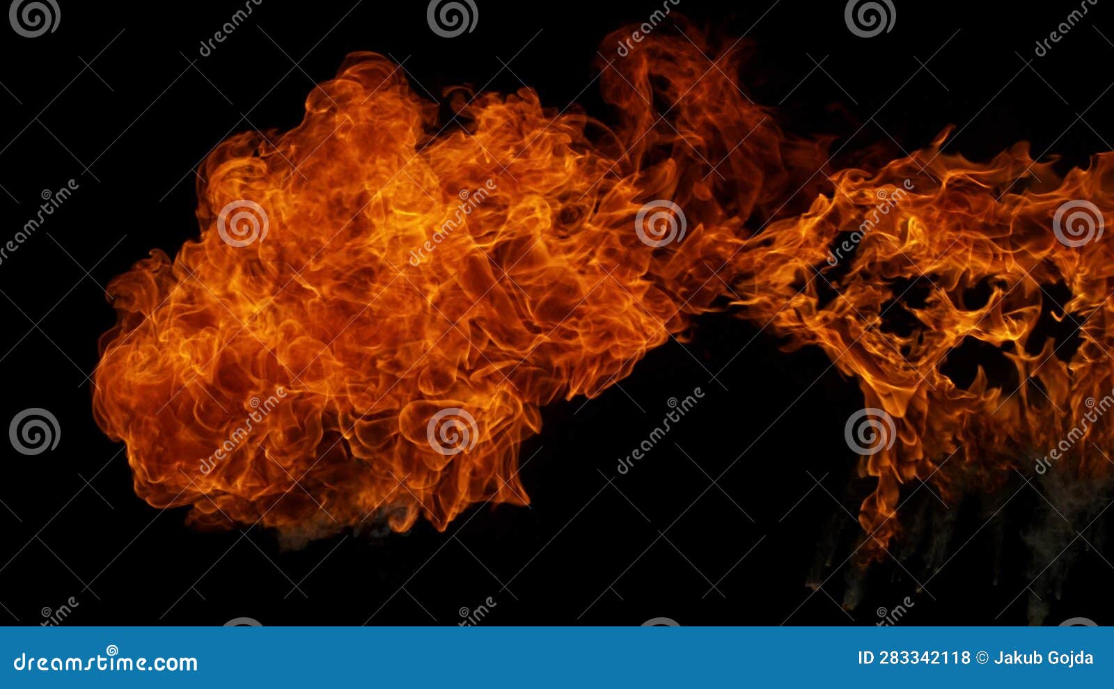 Super Slow Motion of Fire Blast Isolated on Black Background. Stock ...