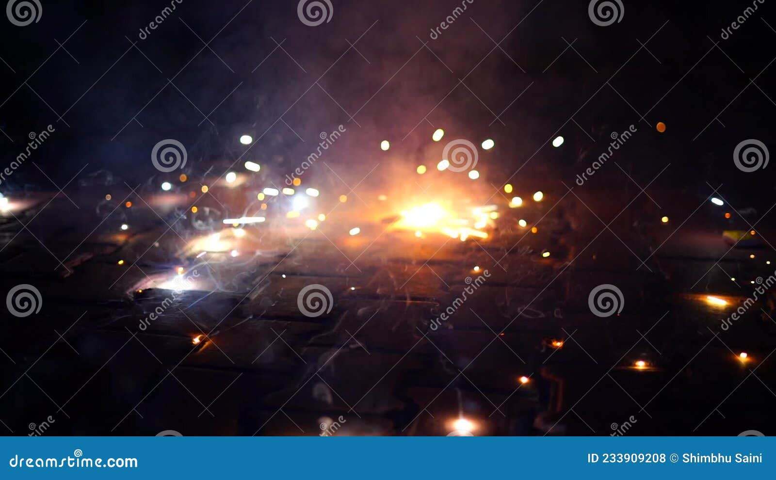 Spark Shower Fireworks or Firecrackers in Home Driveway at Night ...