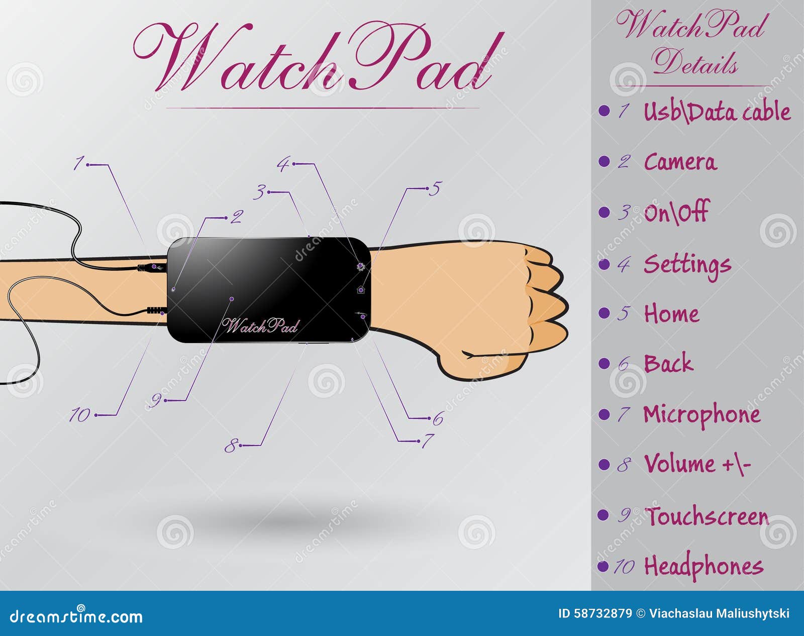 Super smart watchpad stock vector. Illustration of camera - 58732879